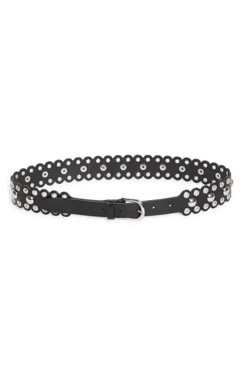 Isabel Marant Étoile Zalla Studded Leather Belt - Black/silver