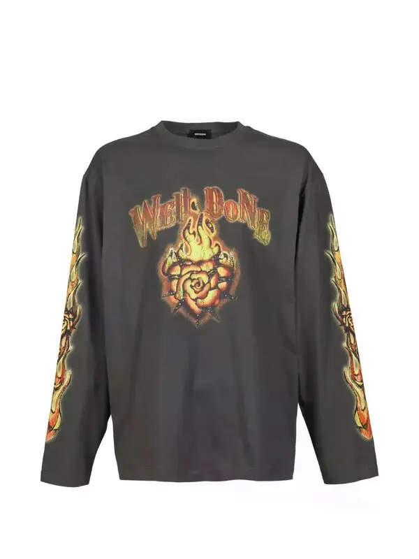 We11Done Flame-graphic T-shirt - Grey