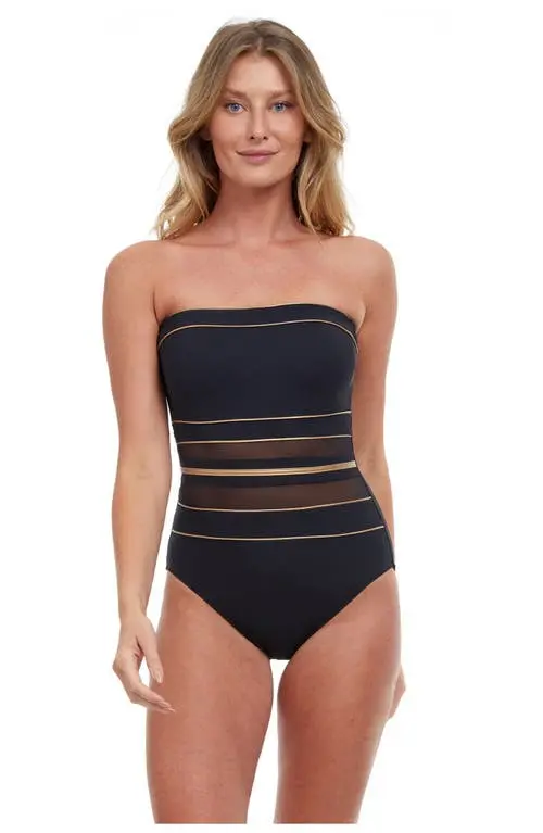 GOTTEX Onyx Bandeau Strapless One Piece - Black-gold