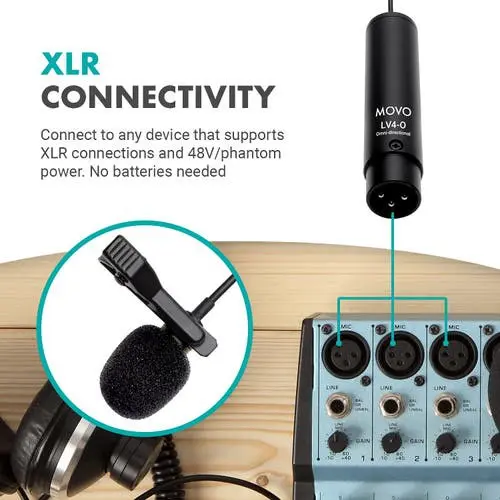 MOVO Lv4-o Omnidirectional Xlr Lavalier Microphonephantom Powered