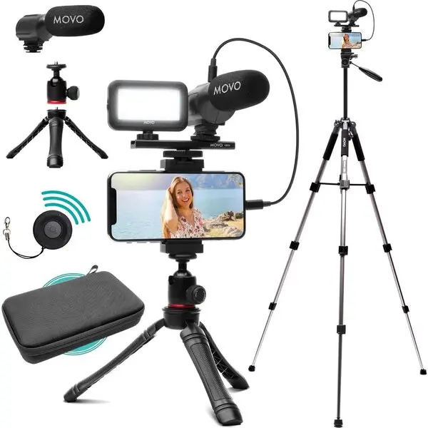 MOVO Ivlogger Vlogging Kit For Iphone With Fullsize Tripod - Black