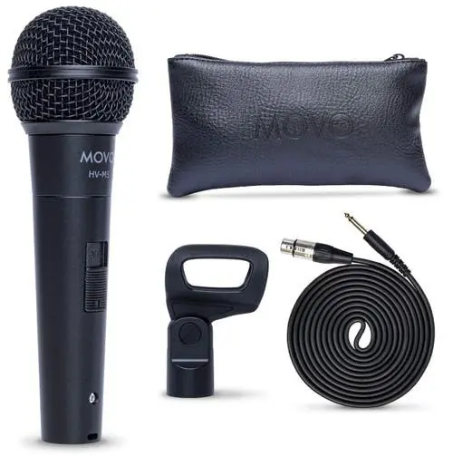 MOVO Hv-m5 Dynamic Xlr Cardioid Vocal Microphone With Internal Shockmount And Windscreen - Black