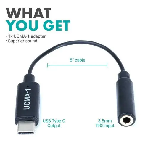MOVO Ucma-1 Female 3.5mm Trs Microphone Adapter Cable To Usb Type-c Connector Dongle