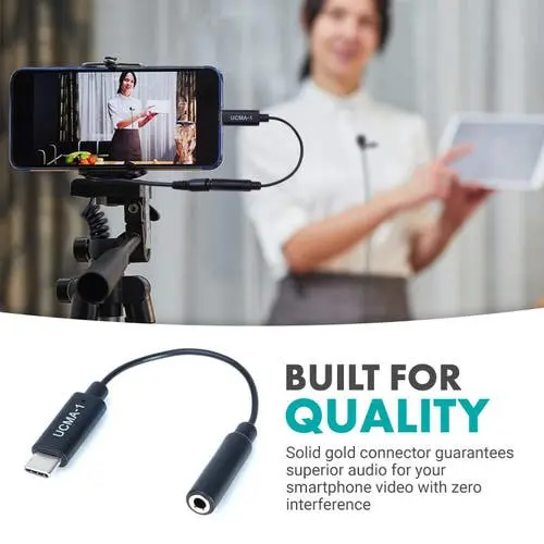 MOVO Ucma-1 Female 3.5mm Trs Microphone Adapter Cable To Usb Type-c Connector Dongle