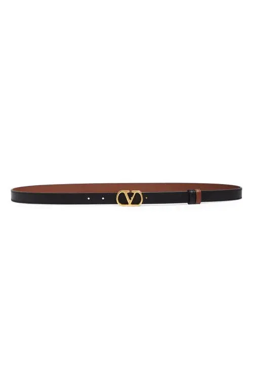 Valentino Garavani Vlogo Signature Reversible Leather Belt - Black/camel