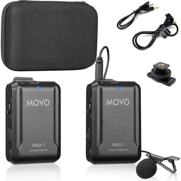 MOVO Wmx-1 2.4ghz Wireless Lavalier Microphone System Compatible With Cameras And Smartphones - Black