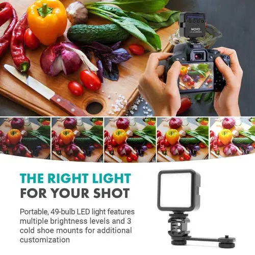MOVO Ivlog3 Smartphone Video Bundle With Microphone, Mini Tripod, Led Camera Light