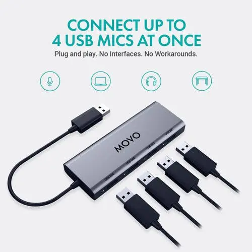 MOVO Umx-1 Usb Microphone Hubconnects 4 Usb Microphones To Computers