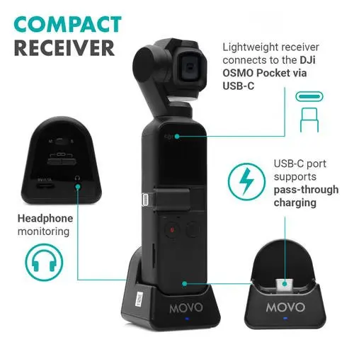 MOVO Edge-op-duo Dual Wireless Lavalier Microphone For Osmo Pocket 1 And 2