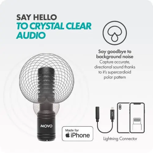 MOVO Ivlog1 Vlogging Kit For Iphoneyoutube Starter Kit With Shotgun Mic, Led Light, Tripod