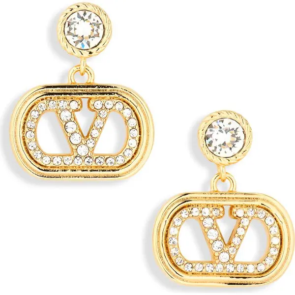 Valentino Garavani Ovalette Logo Drop Earrings - Gold