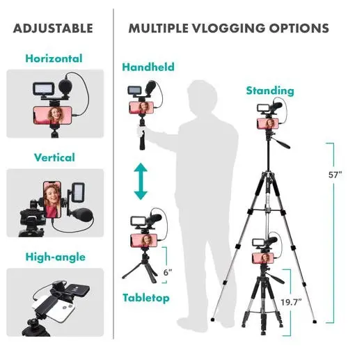 MOVO Usb-c Vlogging Kit For Iphone 15 And Up With Fullsize Tripod