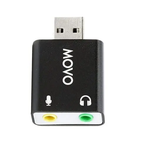 MOVO Usb To 3.5mm Trs Microphone And Stereo Audio External Sound Card Adapter - Black