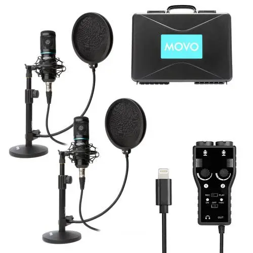 MOVO Iphone Podcast Equipment Bundlecompatible With Iphone, Ipad - Black