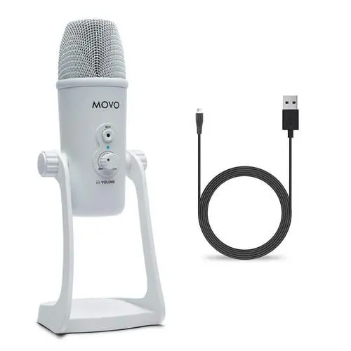 MOVO Um700w White Desktop Usb Microphone For Computer - Black