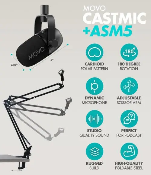 MOVO Podpro-ah Portable Podcasting Bundle For 2 For Smartphones And Computers