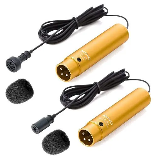 MOVO Pro Grade Xlr Lavalier Condenser Microphone Set - Black