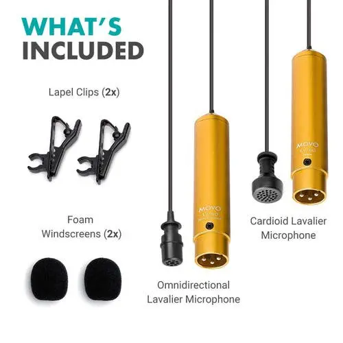 MOVO Pro Grade Xlr Lavalier Condenser Microphone Set