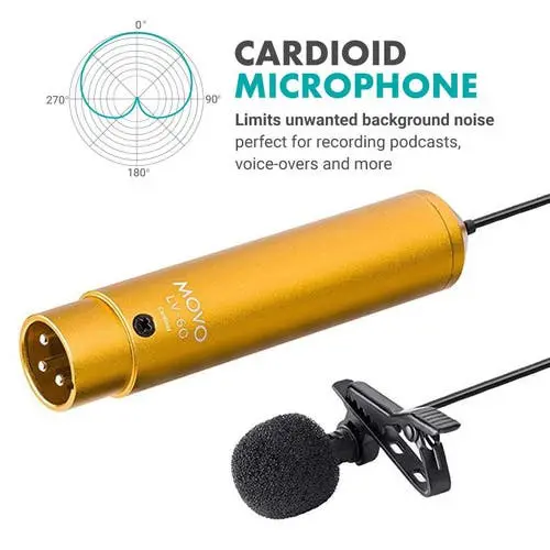 MOVO Pro Grade Xlr Lavalier Condenser Microphone Set