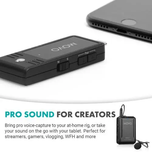 MOVO Wmx-1-ul Wireless Usb And Usb-c Lavalier Microphone System For Computers