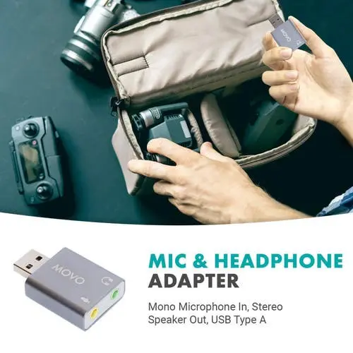 MOVO Usb-ac1 Trrs Mic. To Usb 2.0 Sound Card Adapter