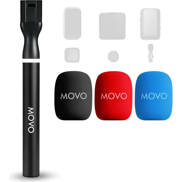 MOVO Wmx-hm2 Handheld Interview Mic Adapter For Wireless Microphones With 3 Color Windscreens - Black
