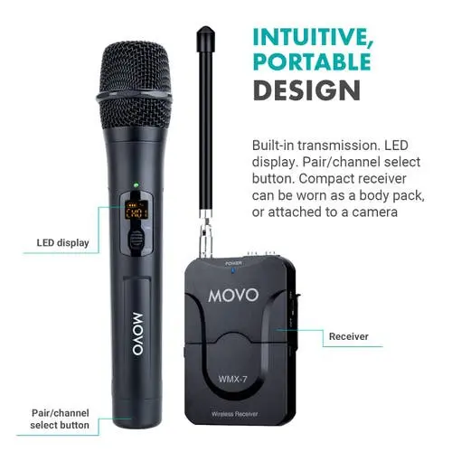 MOVO Wmx-7-th-rx Vhf Handheld Wireless Microphone System For Cameras