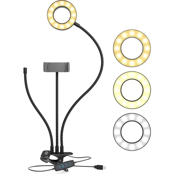 MOVO Selfie Ring Light Stand Complete Mobile Studio - Black