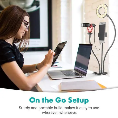 MOVO Selfie Ring Light Stand Complete Mobile Studio