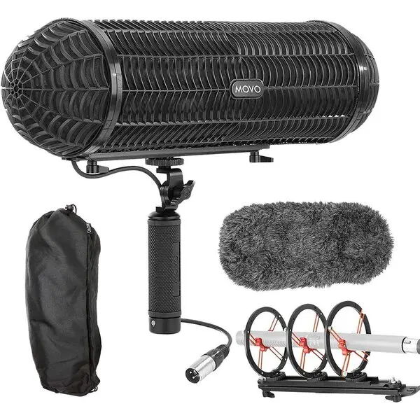 MOVO Bws1000 Blimp Wind & Vibration Protection System For Shotgun Microphones - Black