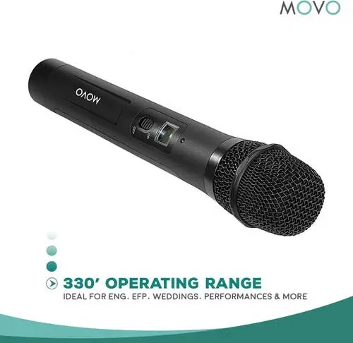 MOVO Wmic80 Uhf Wireless Handheld Microphone System With 2 Handheld Mics