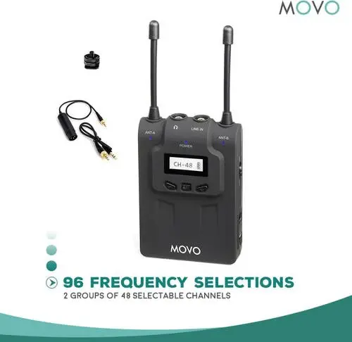 MOVO Wmic80 Uhf Wireless Handheld Microphone System With 2 Handheld Mics