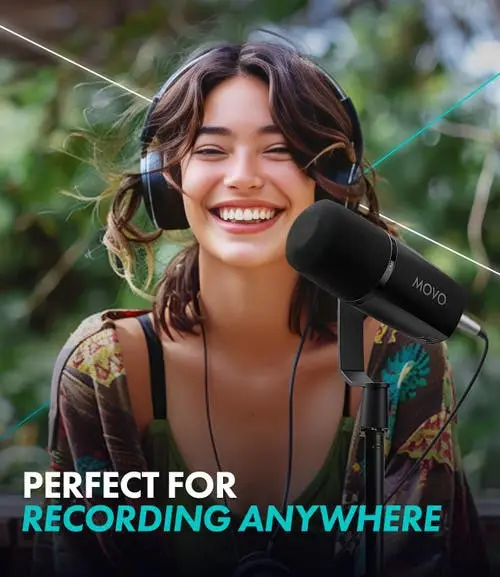 MOVO Um6 Dynamic Podcast Microphone With Built-in Gaincast Preampxlr And Usb C Outputs