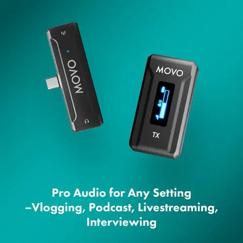 MOVO Wmx-2-c Usb-c Wireless Lavalier Microphone For Iphone 15/android/usb C Devices With Wmx-hm Handheld Adapter