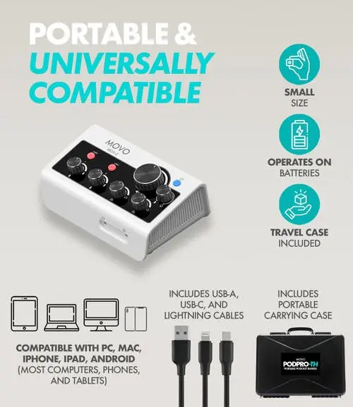 MOVO Podpro-th Portable Podcasting Bundle For 2 For Smartphones And Computers