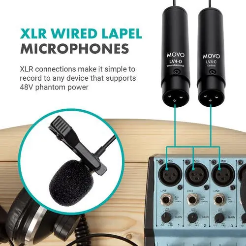MOVO Lv4-c Cardioid Xlr Lavalier Microphonephantom Powered