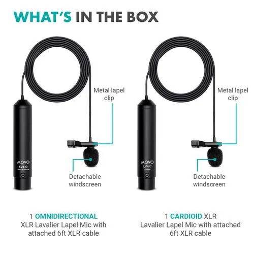 MOVO Lv4-c Cardioid Xlr Lavalier Microphonephantom Powered