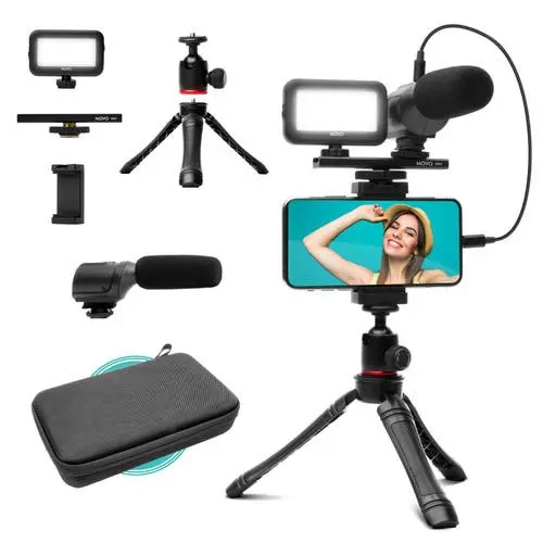 MOVO Uvlogger Kit For Android With Light, Mic, Phone Mount - Black