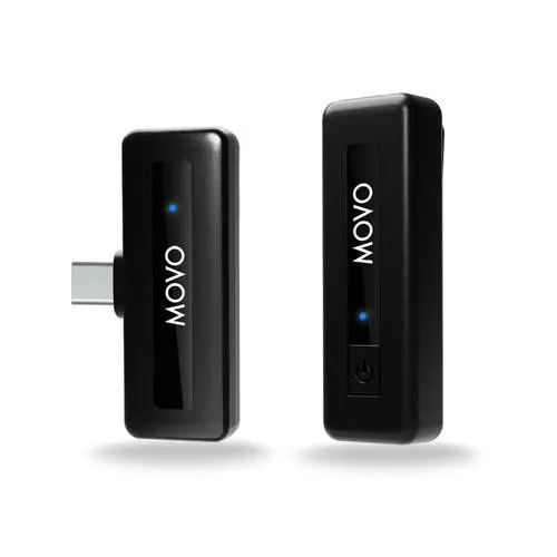 MOVO Wireless Mini Ucultracompact Rechargeable Wireless Lavalier Microphone System For Android - Black