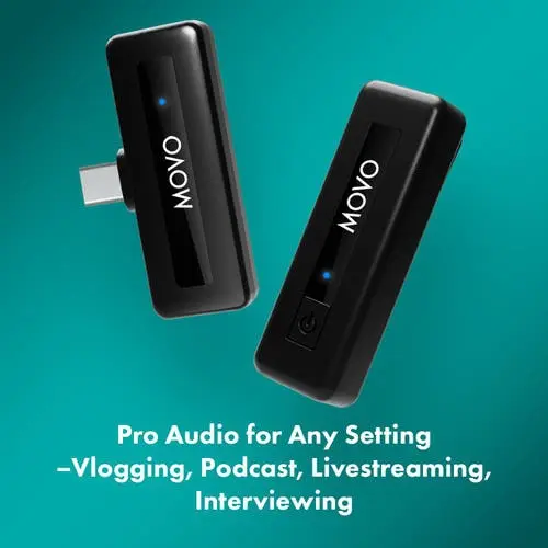 MOVO Wireless Mini Ucultracompact Rechargeable Wireless Lavalier Microphone System For Android