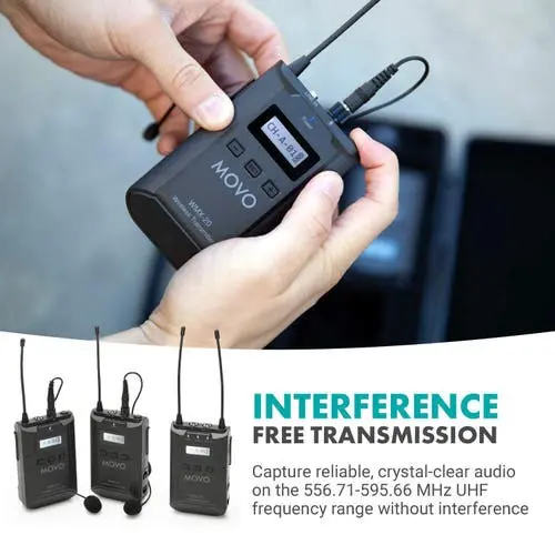 MOVO Wmx-20-duo 48-channel Uhf Wireless Lavalier Microphone System Compatible With Dslr Cameras
