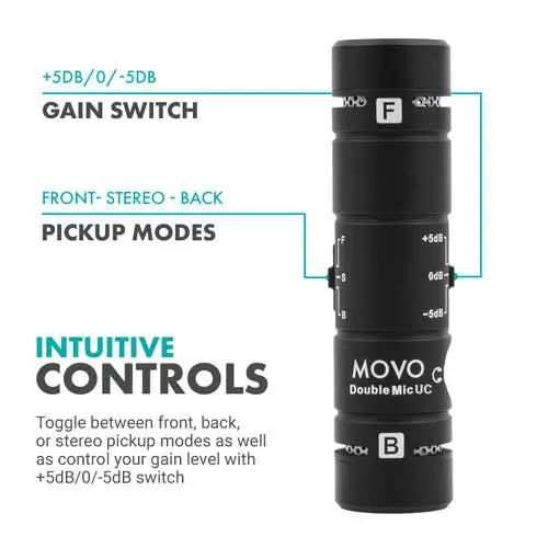 MOVO Doublemic-uc Dual Capsule Phone Microphone For Usb-c Devices