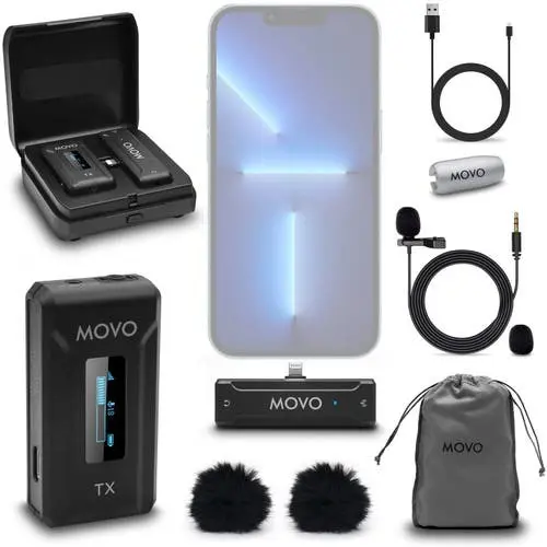MOVO Wmx-2-l Wireless Microphone For Iphone With Charging Case - Black