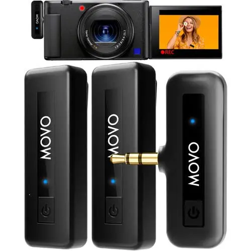 MOVO Wireless Mini Duo 2.4ghz Dual Wireless Lavalier Microphone For Dslr And Mirrorless Cameras - Black
