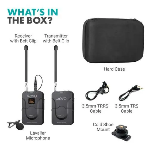 MOVO Wmx-7 Vhf 12-channel Wireless Lavalier Microphone System Compatible With Dslr Cameras, Camcorders