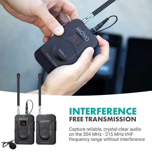 MOVO Wmx-7 Vhf 12-channel Wireless Lavalier Microphone System Compatible With Dslr Cameras, Camcorders