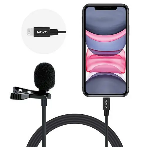 MOVO Ilav-l Digital Lavalier Omnidirectional Clip On Microphone - Black