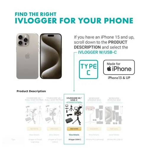 MOVO Ivlogger Vlogging Kit For Iphone With Light, Mic, Phone Mount
