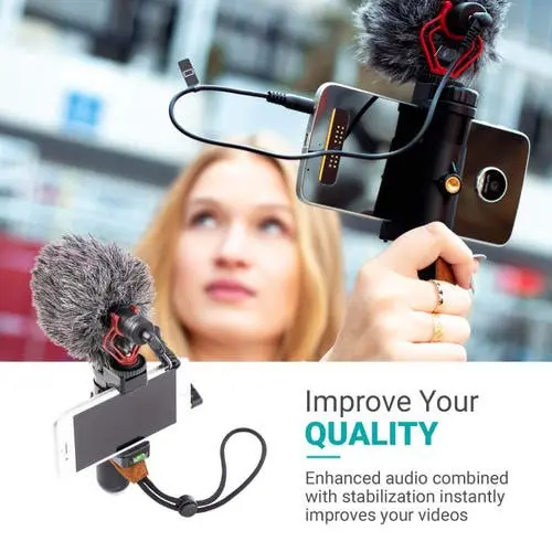 MOVO Pr-2-pm Smartphone Video Rig With Shotgun Microphone, Grip Handle