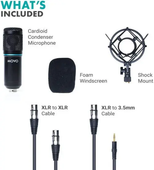 MOVO Pc-m6 Universal Cardioid Condenser Podcast Microphone With Xlr And 3.5mm